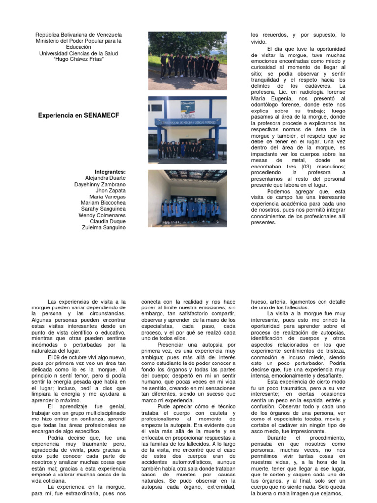 Experiencia en SENAMECF | PDF