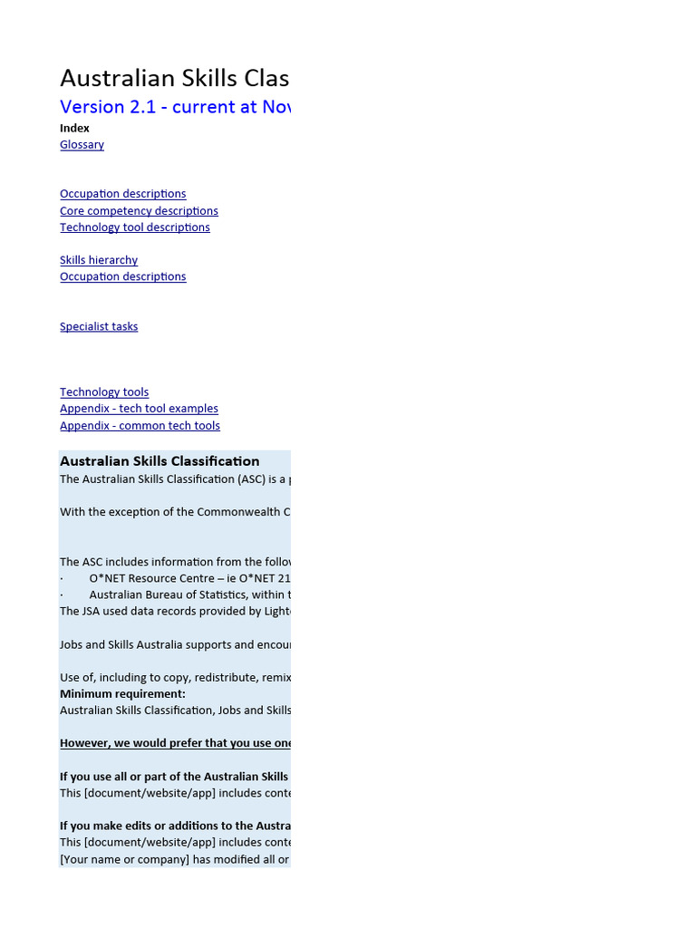 Australian Skills Classification - November 2022 | PDF