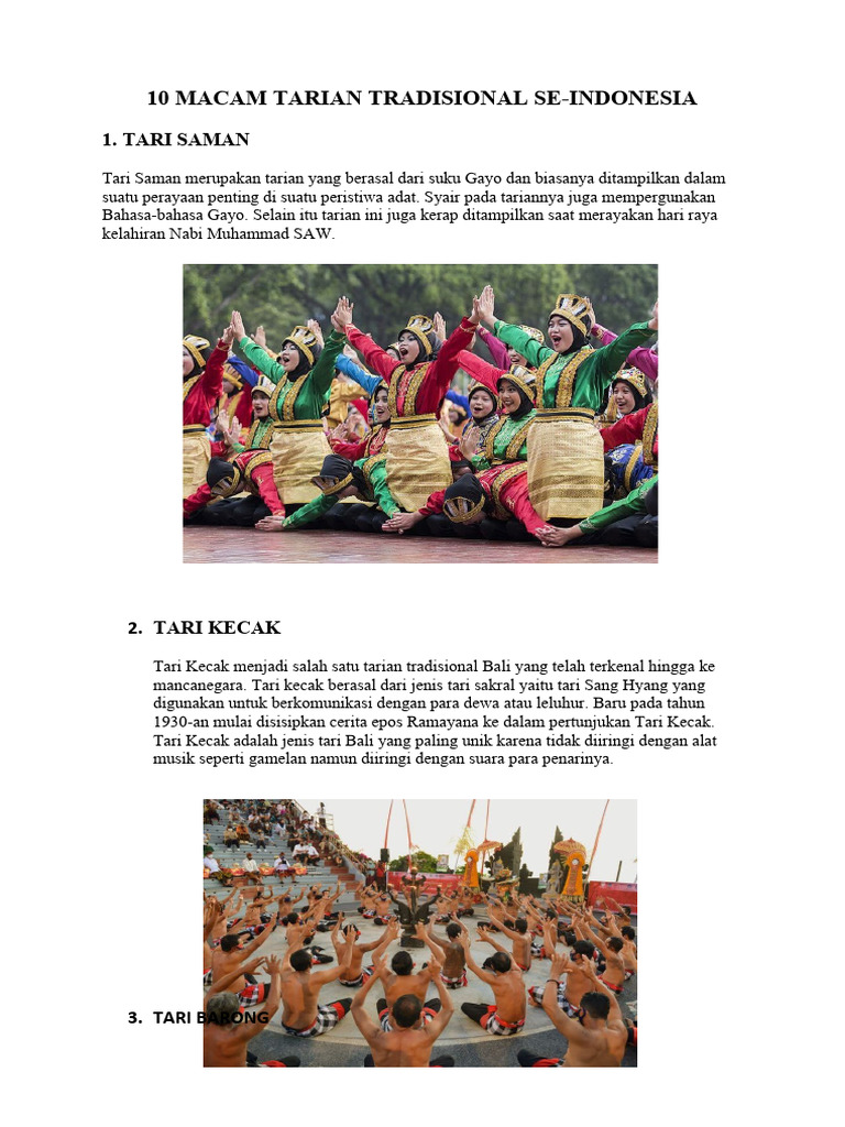 10 Tarian Tradisional Indonesia | PDF