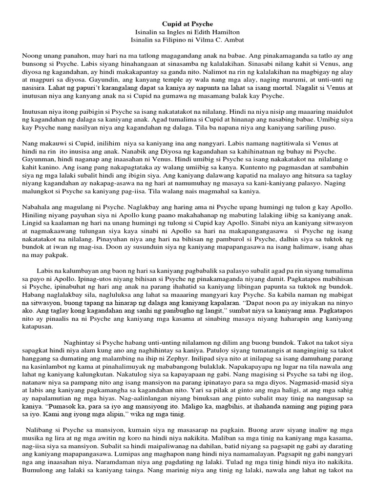 Cupid at Psyche Story | PDF