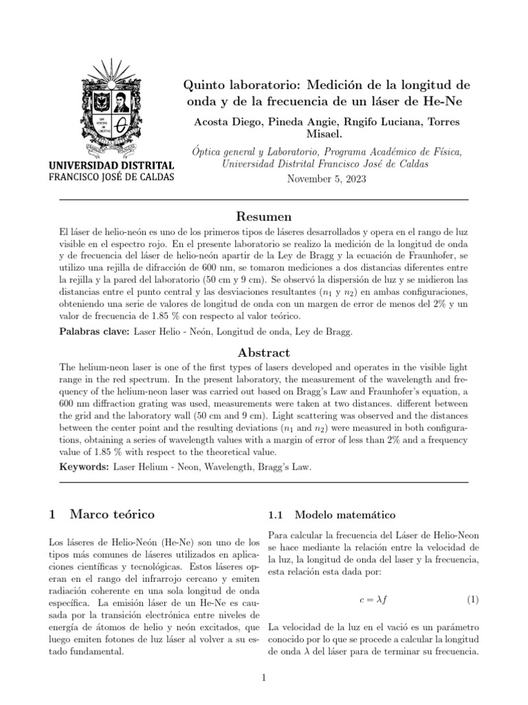 Lab 5 Optica | PDF | Difracción | Láser