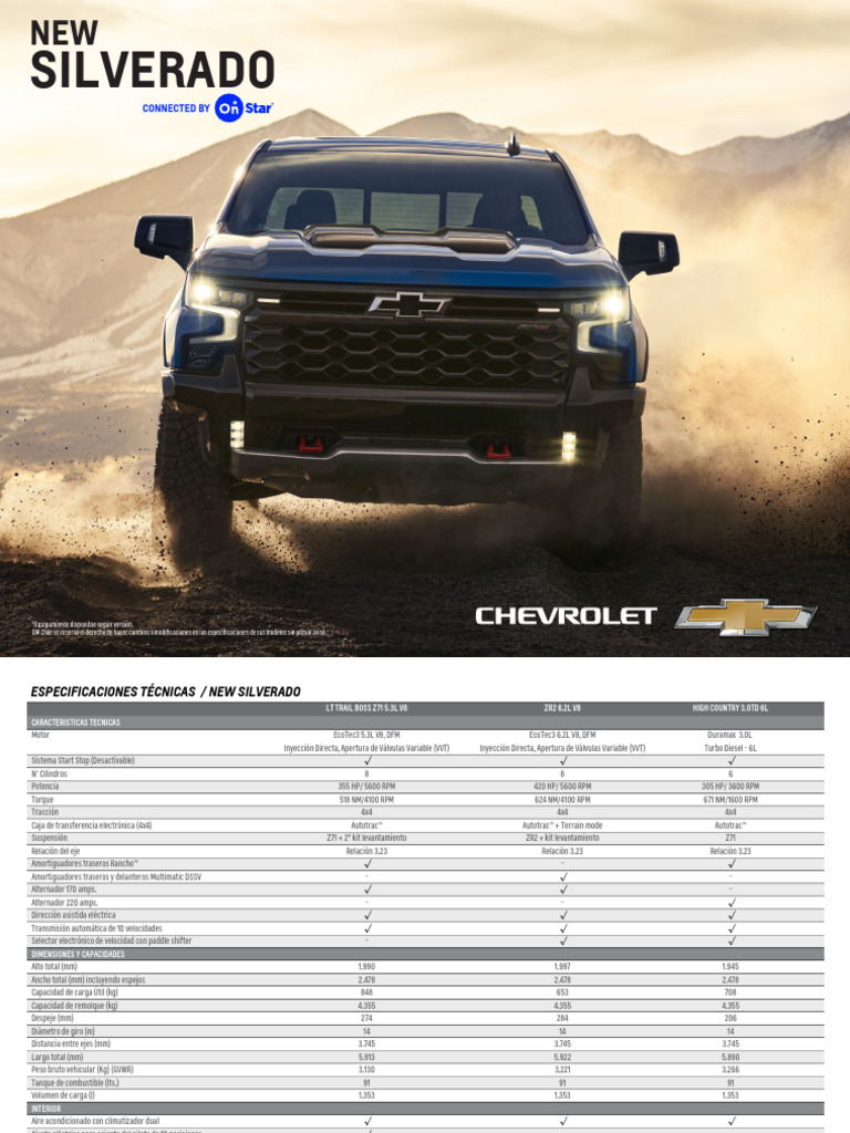 Ficha Tec Silverado Chile 2 | PDF | Tracción en las cuatro ruedas ...