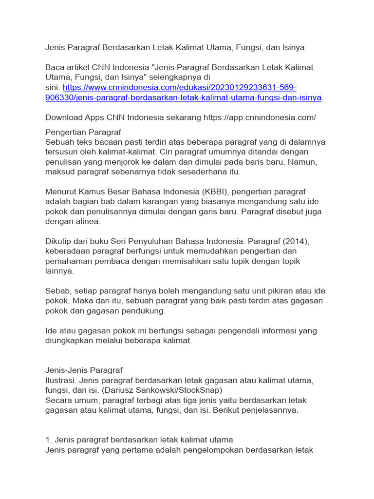 Jenis Paragraf Berdasarkan Letak Kalimat Utama | PDF