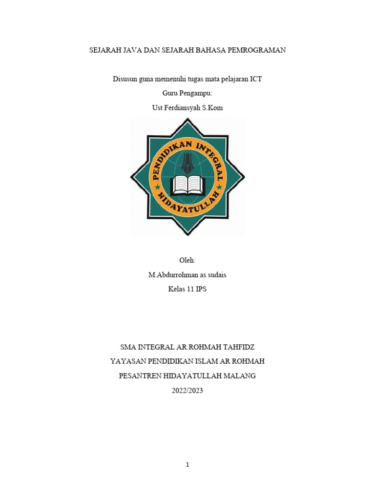 Sejarah Java Dan Sejarah Bahasa Pemrograman | PDF