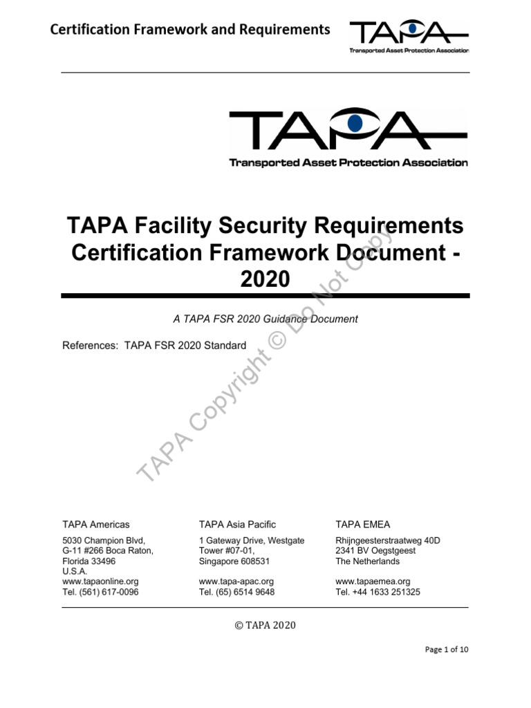 TAPA FSR Certification Framework Document - Master - V3 - Watermark 003 ...