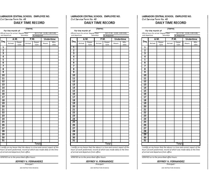 DTR Empty 3 Copies | PDF
