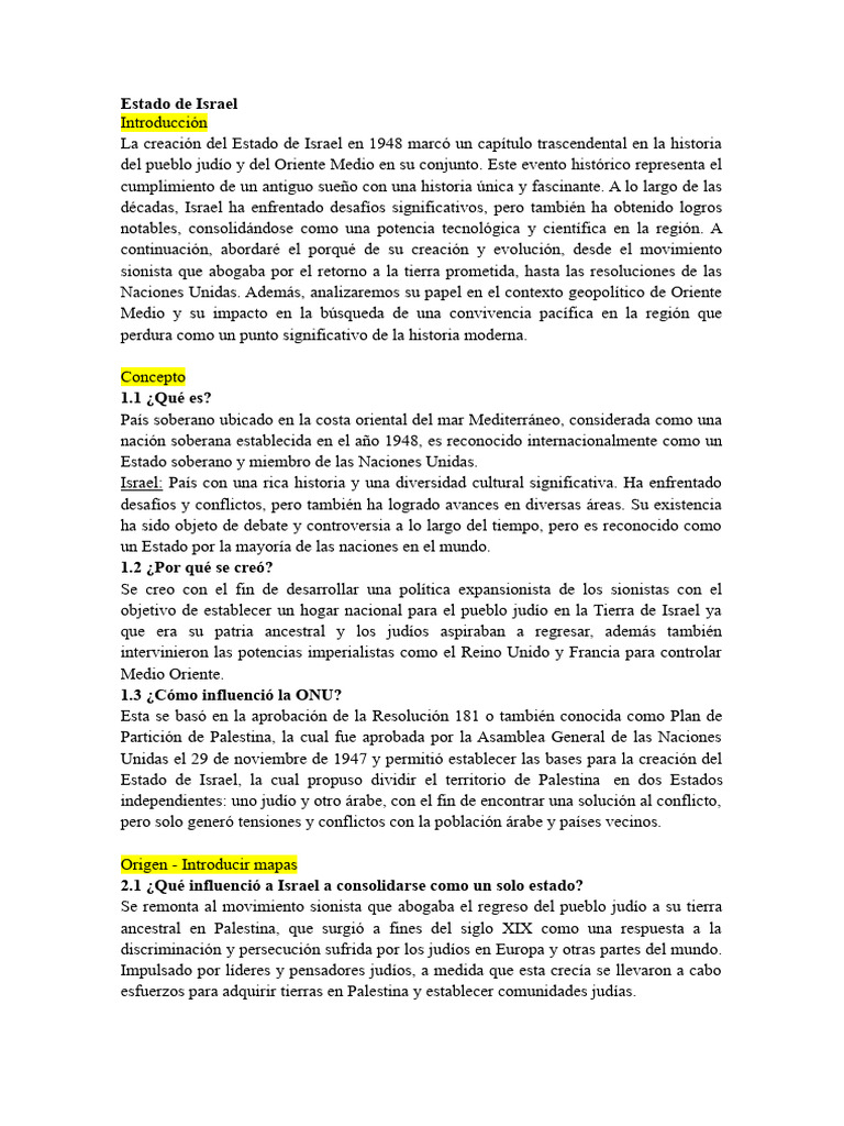 Creación y Evolución de Israel | PDF | Israel | Política mundial