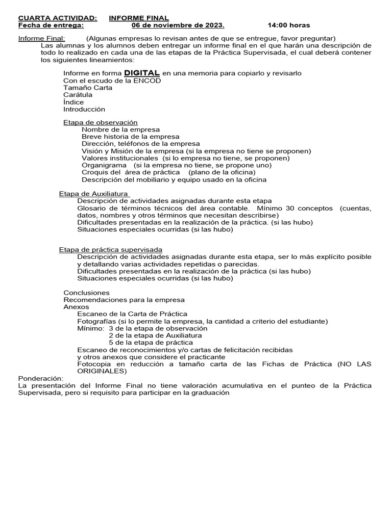 Informe De Práctica Pdf Informática