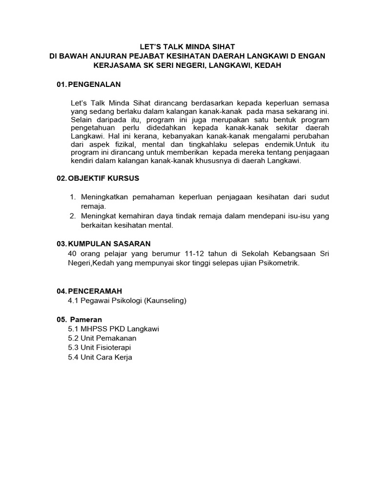 TENTATIF PROGRAM LET's Talk 25.10 | PDF