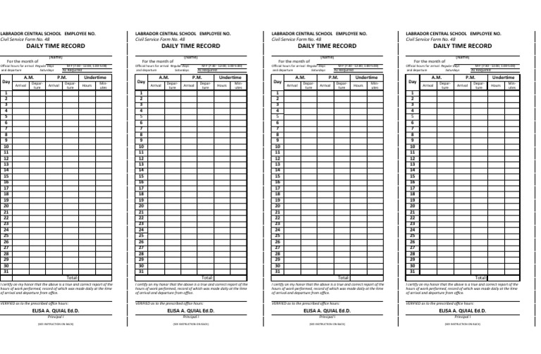 DTR Empty 4 Copies | PDF