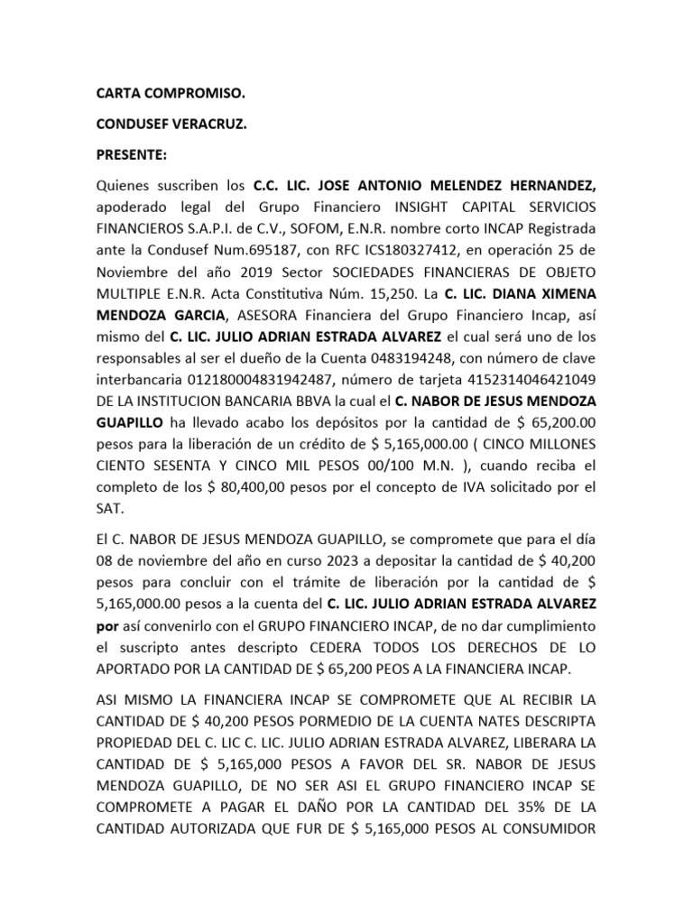 Carta Compromiso | PDF