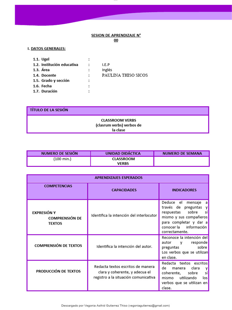 Sesion Classroom Verbs | PDF | Aprendizaje | Modificación de comportamiento