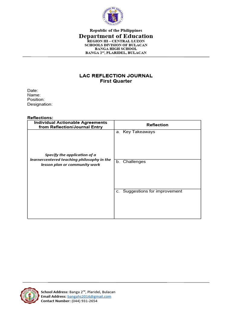 Reflection Journal Entry Objective 13 | PDF