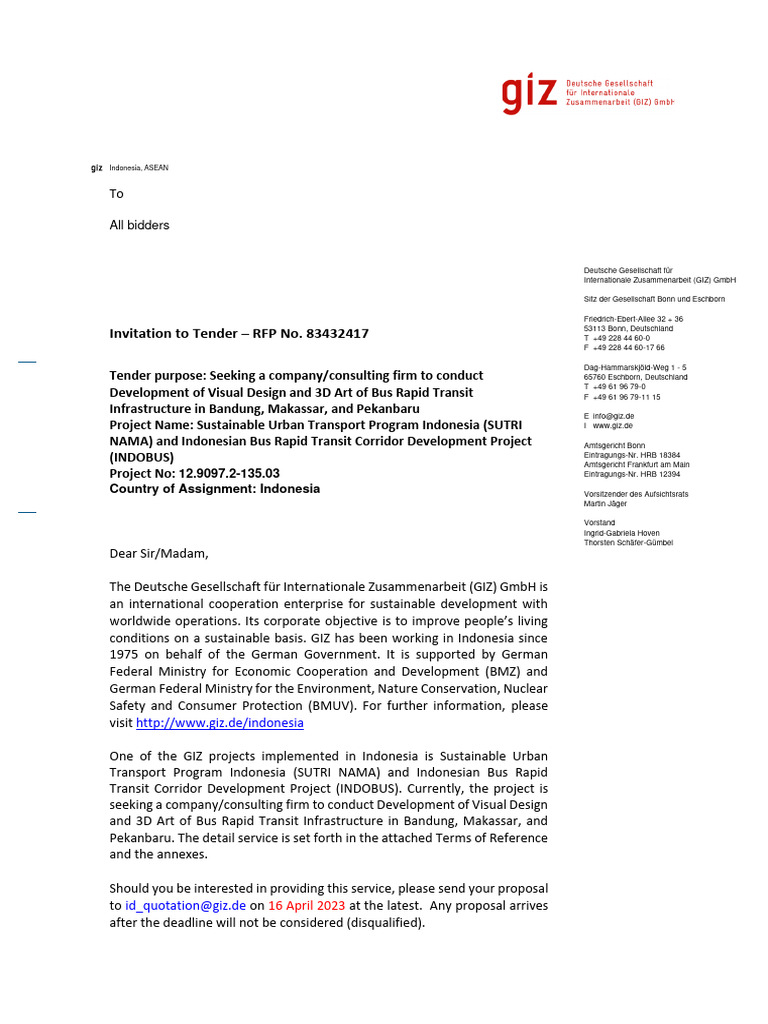 00 83432417 Invitation To Tender | PDF