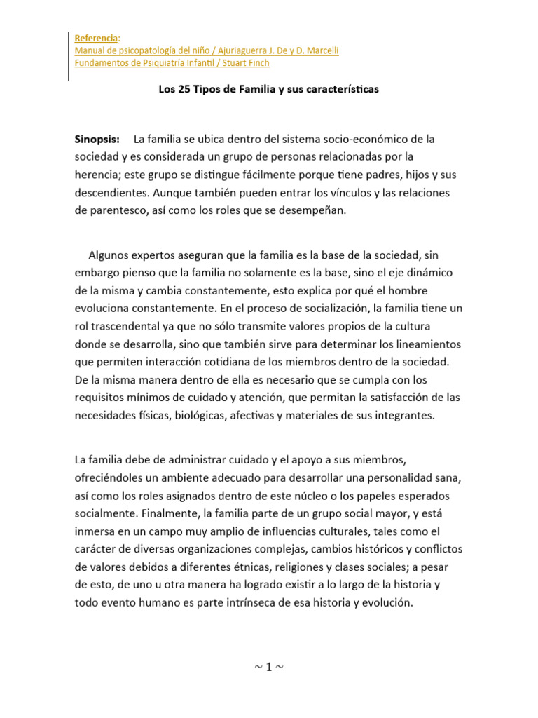 Los 25 Tipos de Familia y Sus Caracteris | PDF | Familia | Sociedad