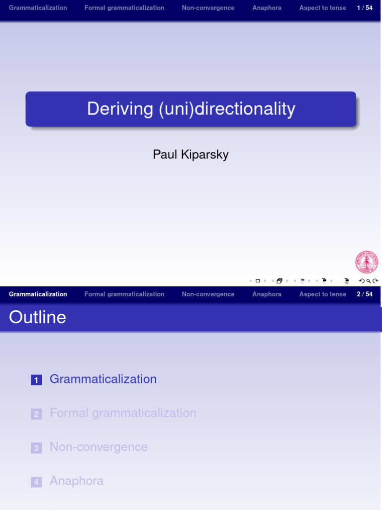 Kiparsky - Deriving (Uni) Directionality in Grammaticalization | PDF