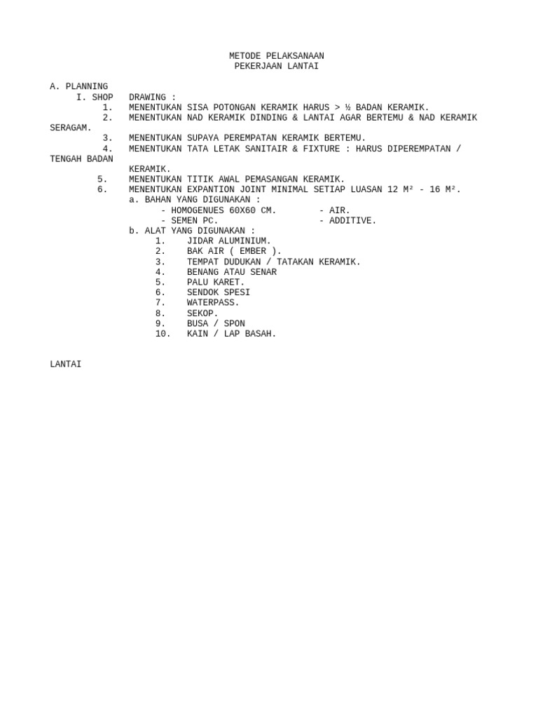 09 Metode Pekerjaan Lantai Keramik PPT Compatibility Mode | PDF