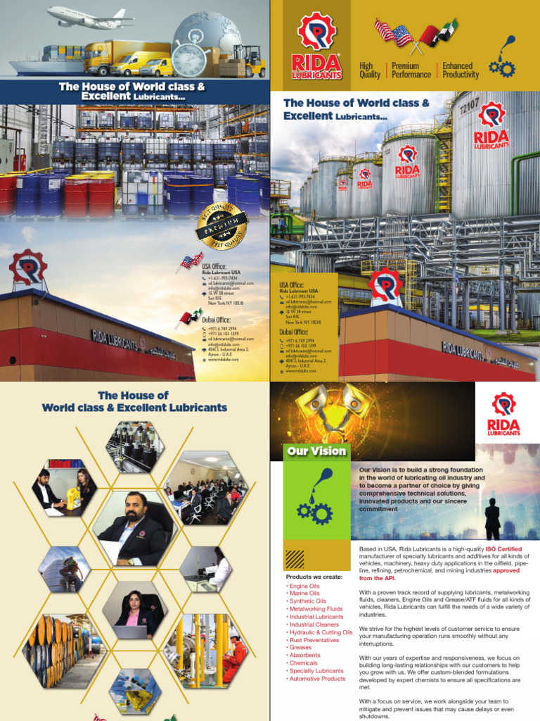 Rida Lubricants Brochure | PDF | Lubricant | Motor Oil