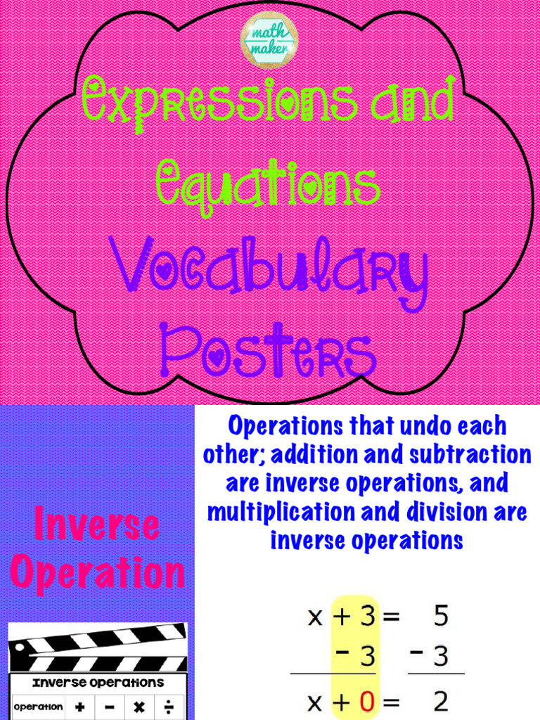 Vocab Posters Expressions Equations | PDF