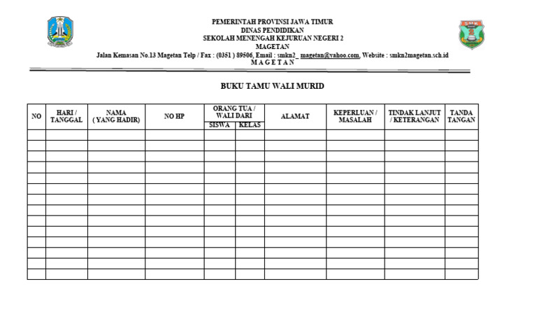 Buku Tamu Wali Murid | PDF