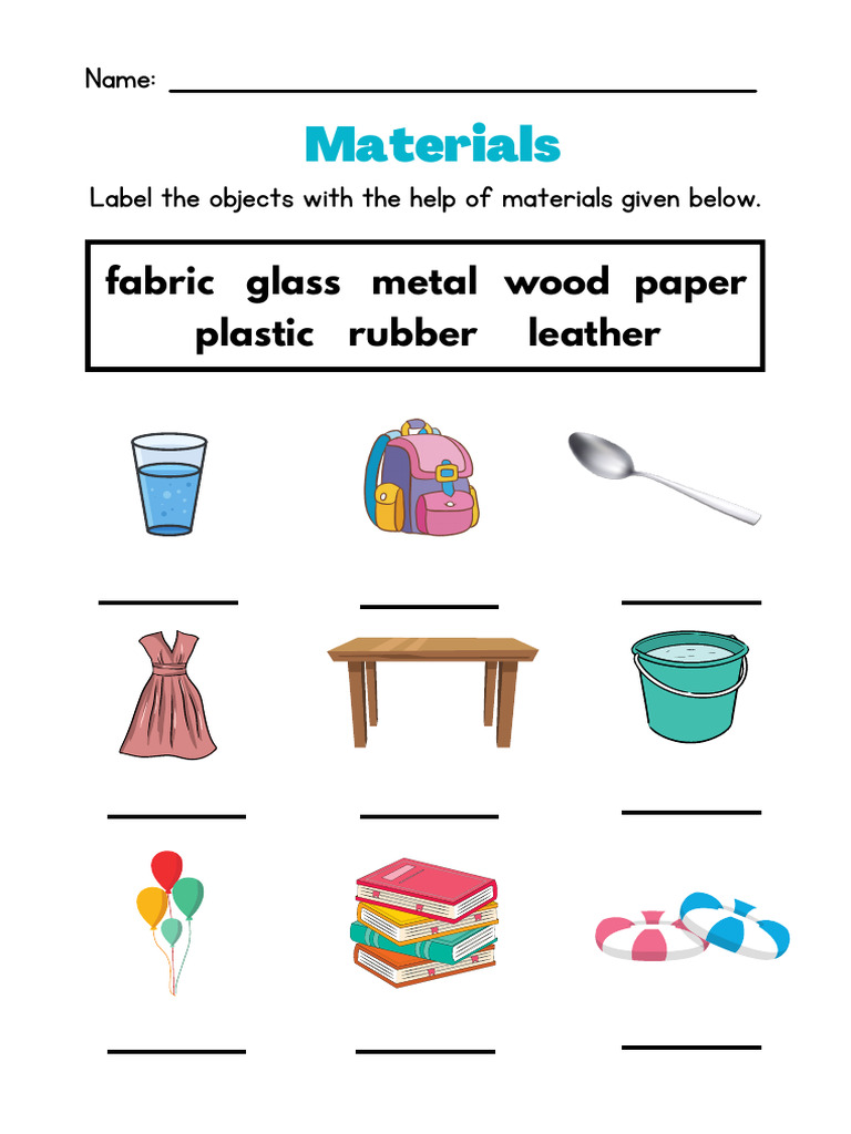 Colorful Illustrative Objects Identification Science Worksheet Pdf