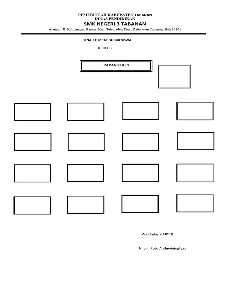 Denah Kelas TKJ B | PDF