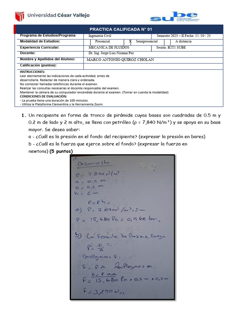 Practica Calificada #01 | PDF