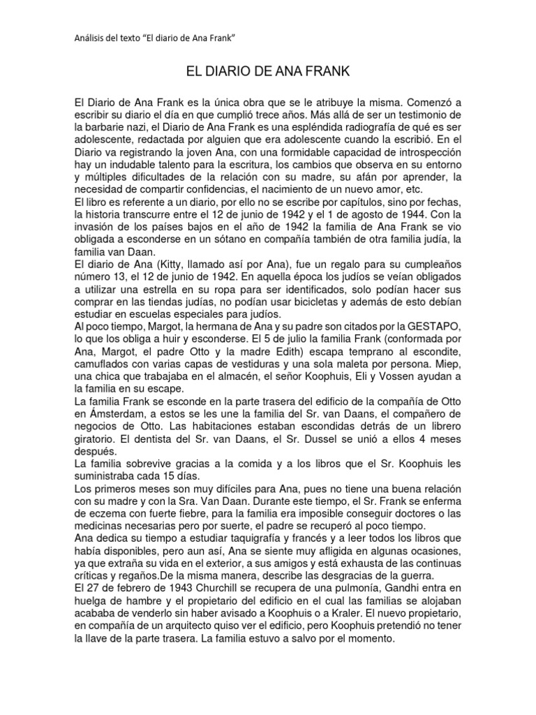 Analisis de Un Texto | PDF | Anne Frank