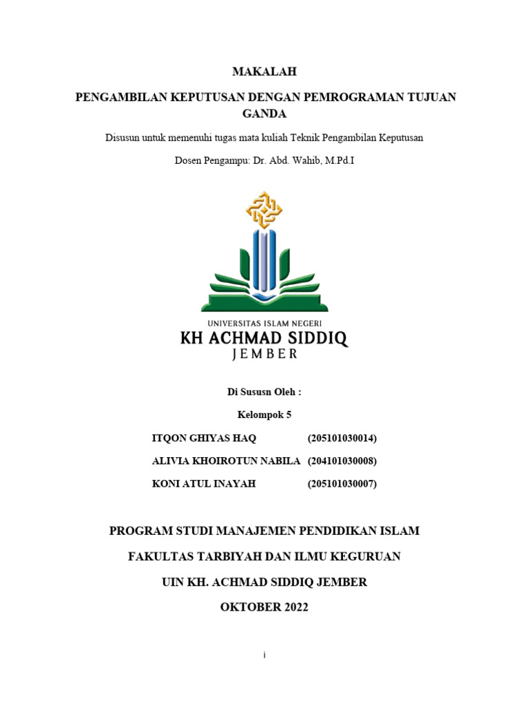 Makalah Kel 5 Teknik Pengambilan Keputusan | PDF