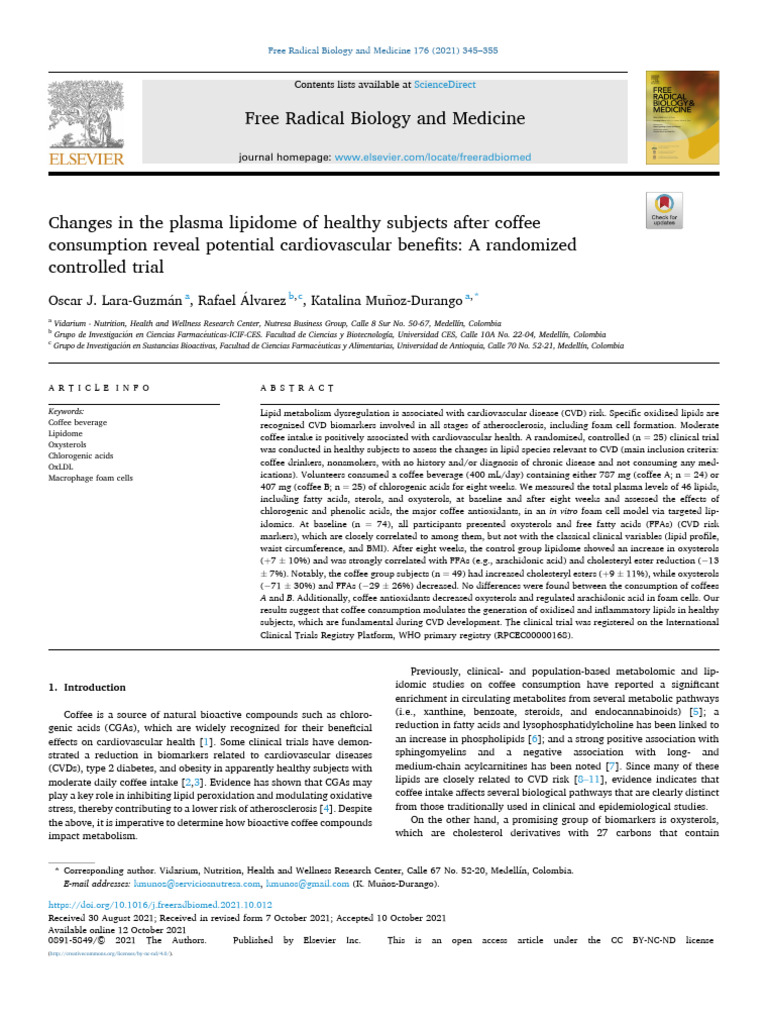 Changes in The Plasma Lipidome of Healthy Subjects After C - 2021 ...
