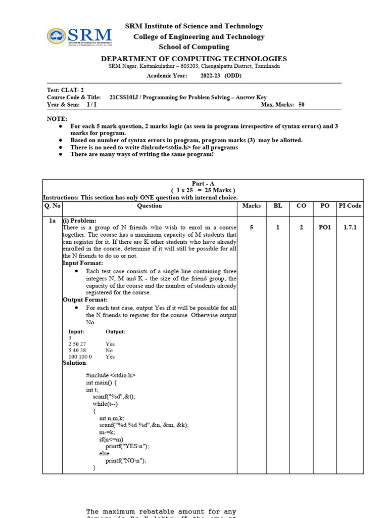 SRM Institute of Science and Technology College of Engineering and ...