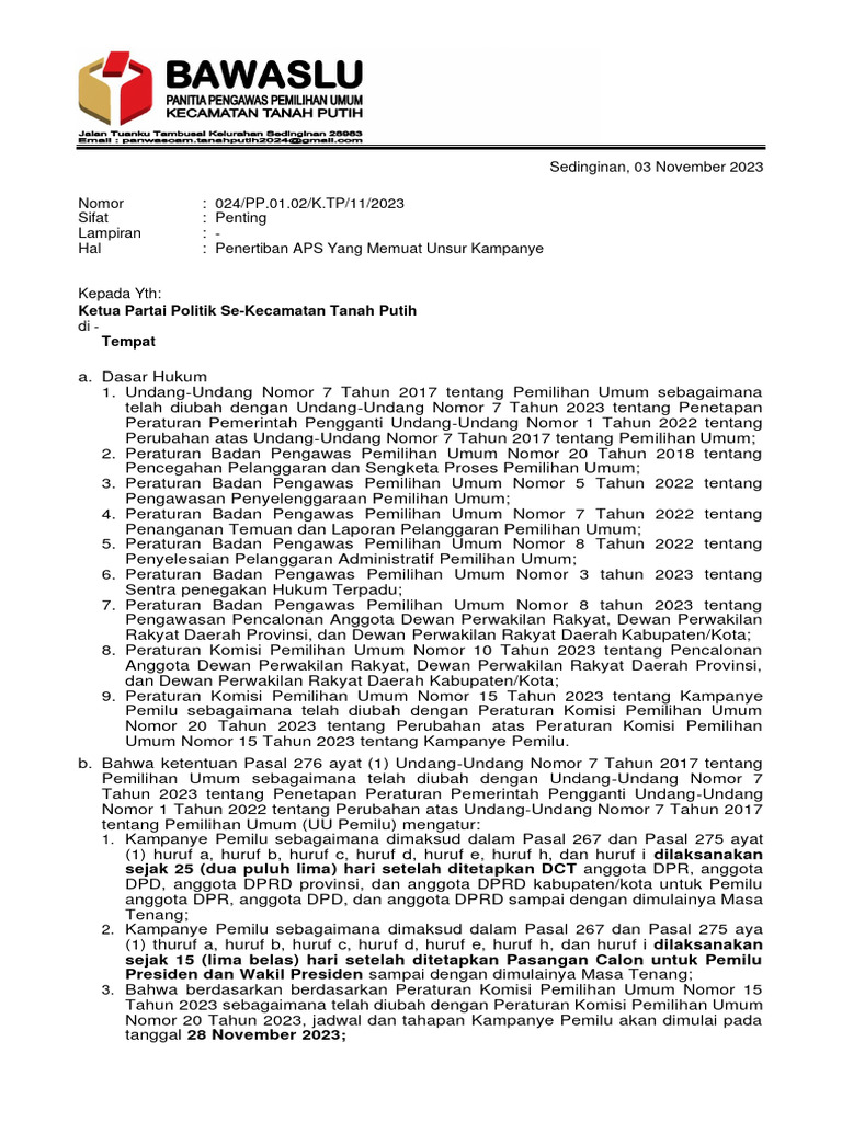 024 Pemberitahuan Penertiban APS | PDF