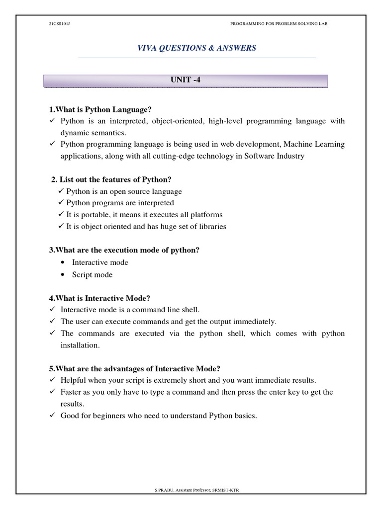 Viva Unit 4 Pdf Scripting Language Python Programming Language 2287