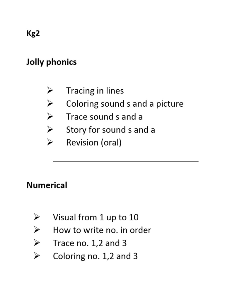 Lesson Plan KG 2 (Week1) | PDF