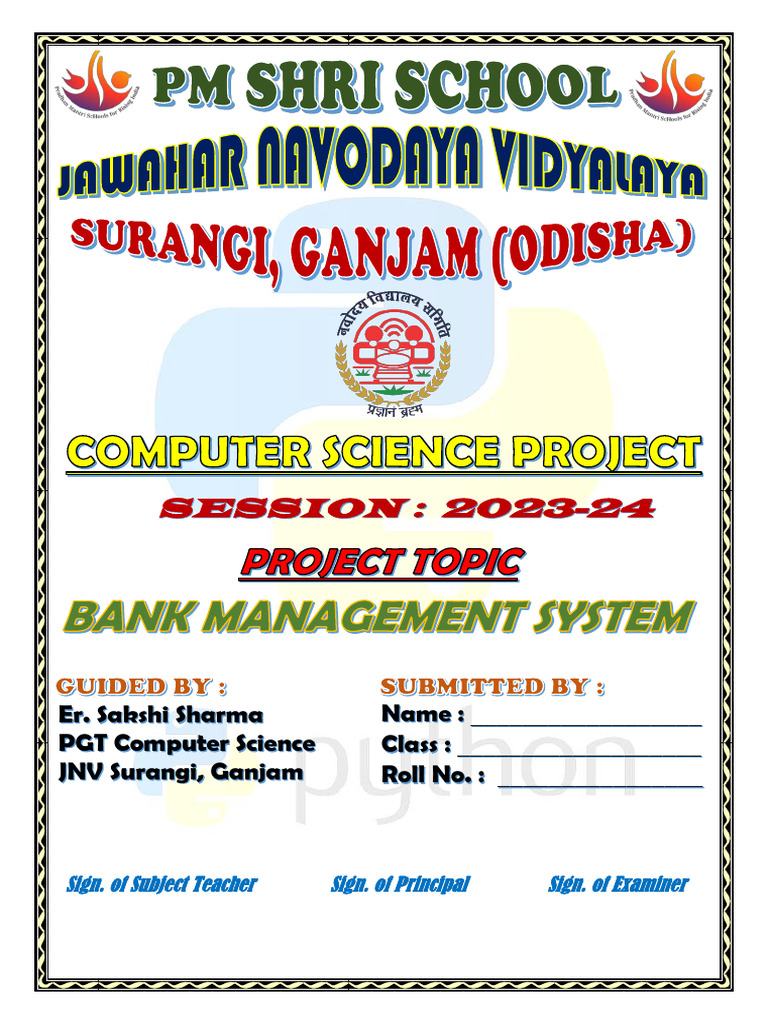Class XII Bank Management Project | PDF | Software Testing | Computer ...