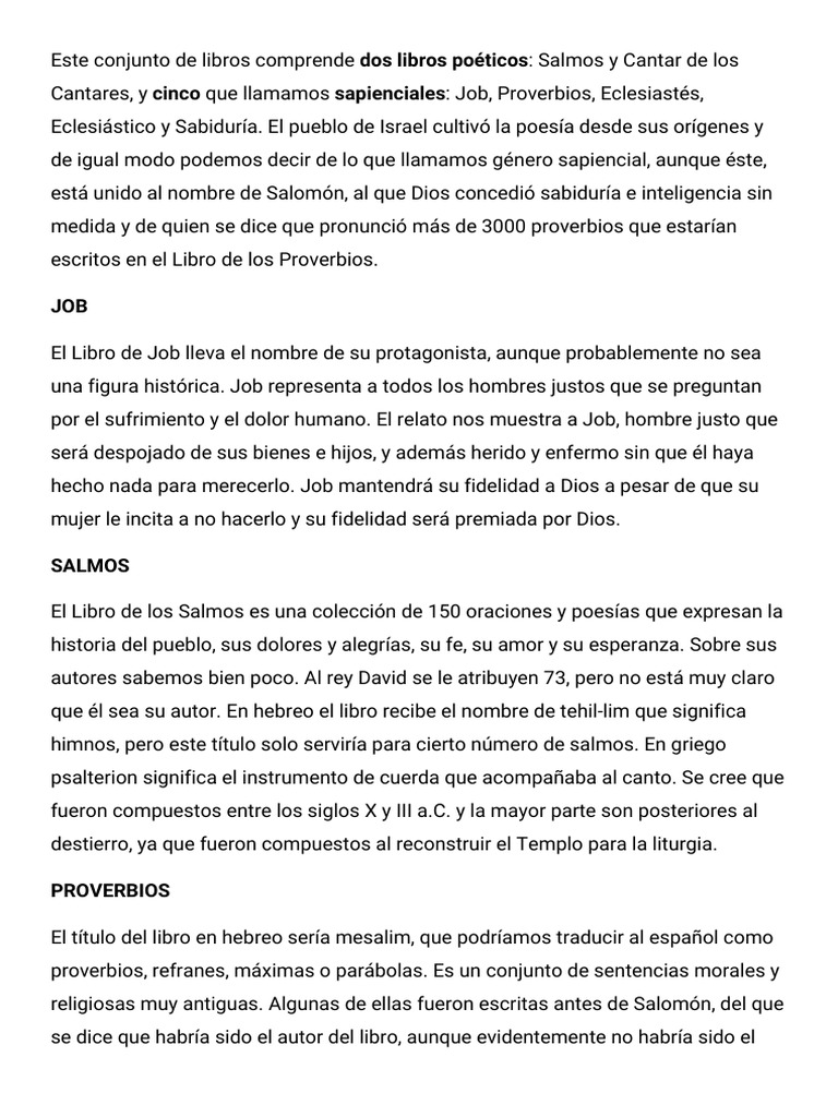 Este Conjunto de Libros Comprende Dos Libros Poéticos | PDF | Libro de ...