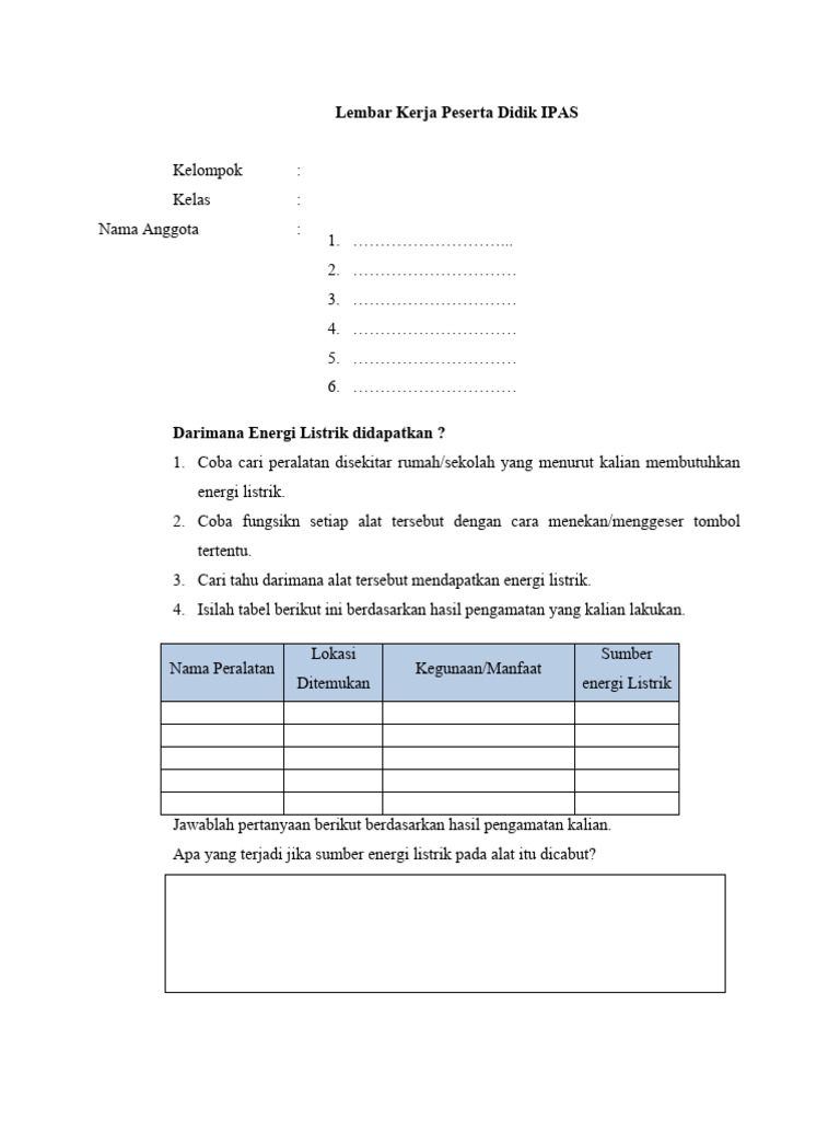 Lembar Kerja Peserta Didik IPAS | PDF