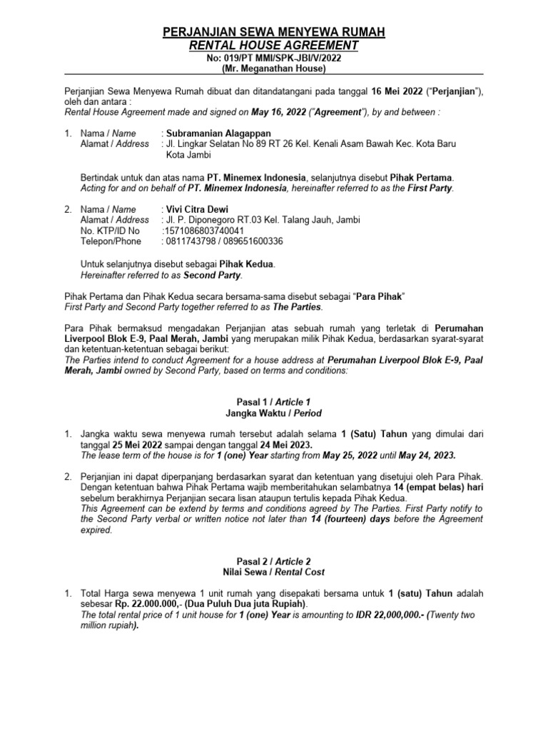 MMI 019 - Vivi Citra Dewi (Liverpool E-9) House Mr. Meganathan | PDF