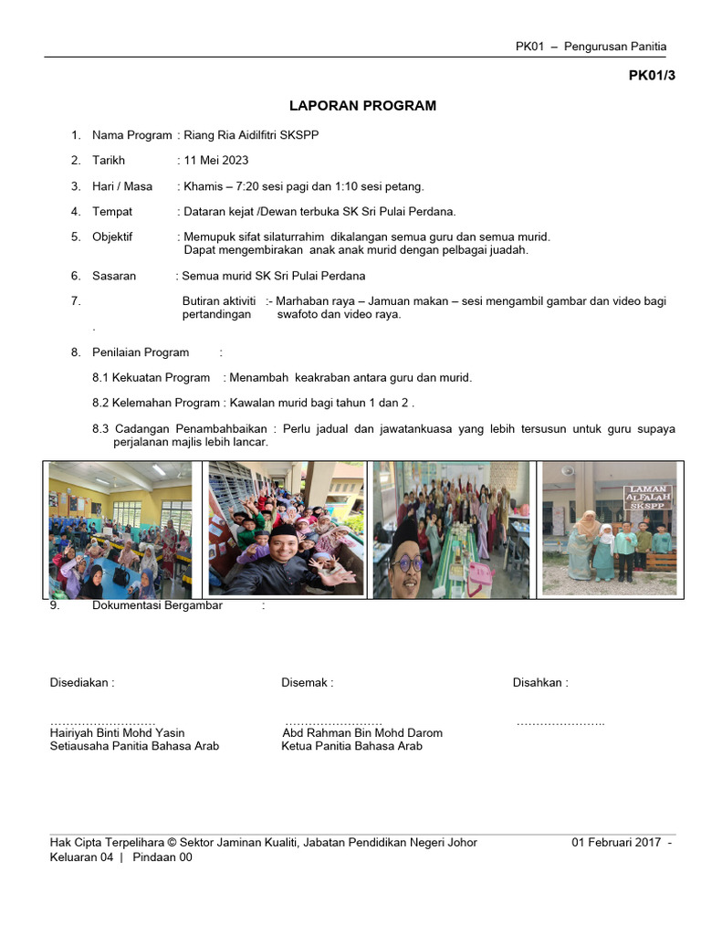 Laporan Program Riang Ria Aidilfitri | PDF