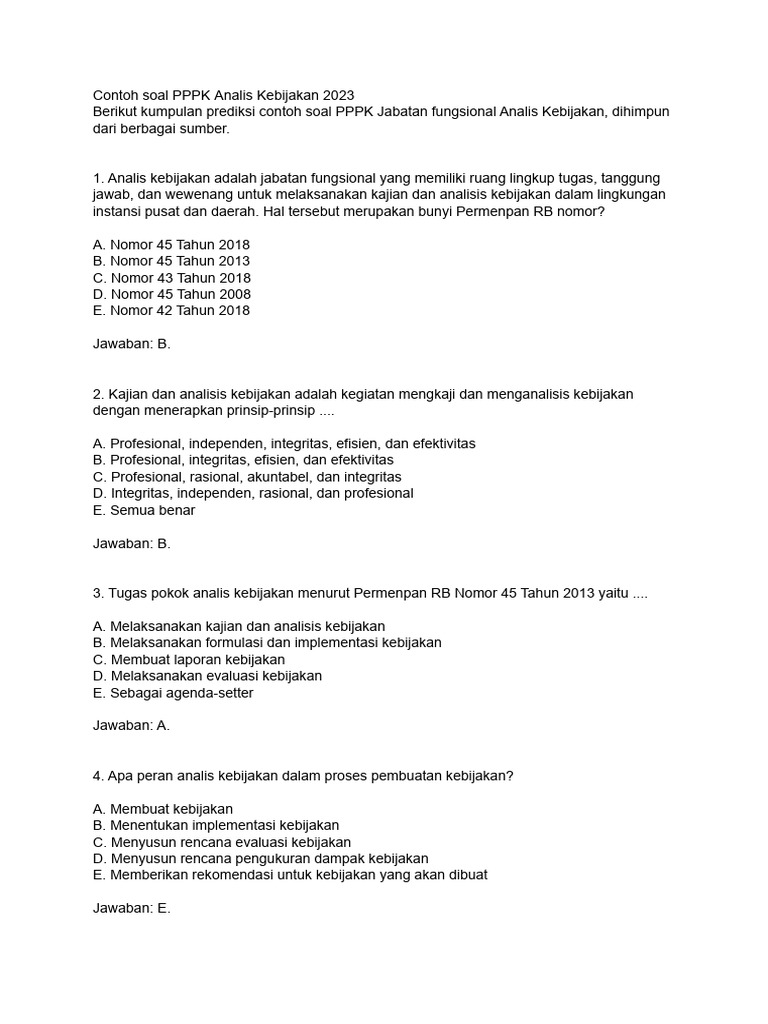 Contoh Soal P3K | PDF