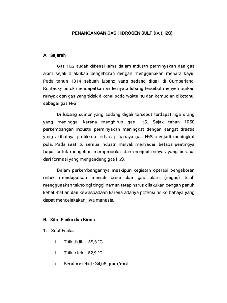 Penanganan Gas Hidrogen Sulfida H2S | PDF