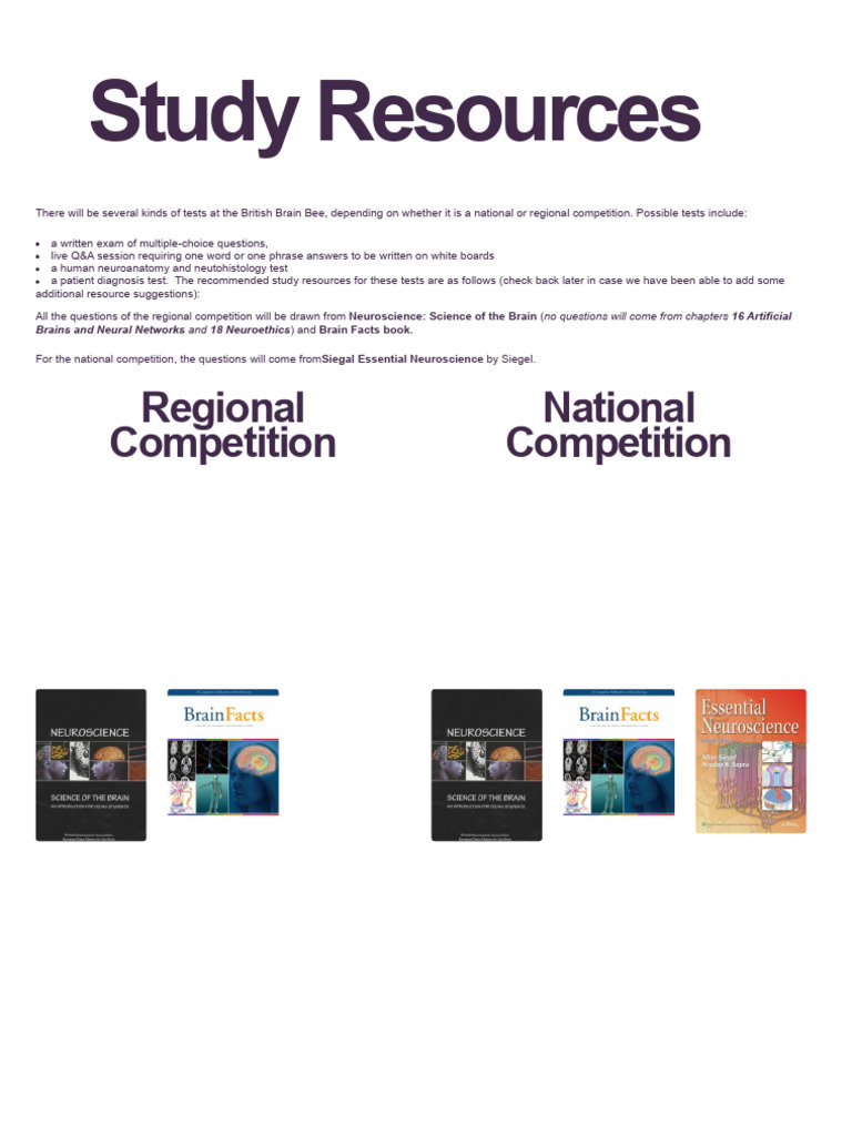 Study Resources - British Brain Bee | PDF