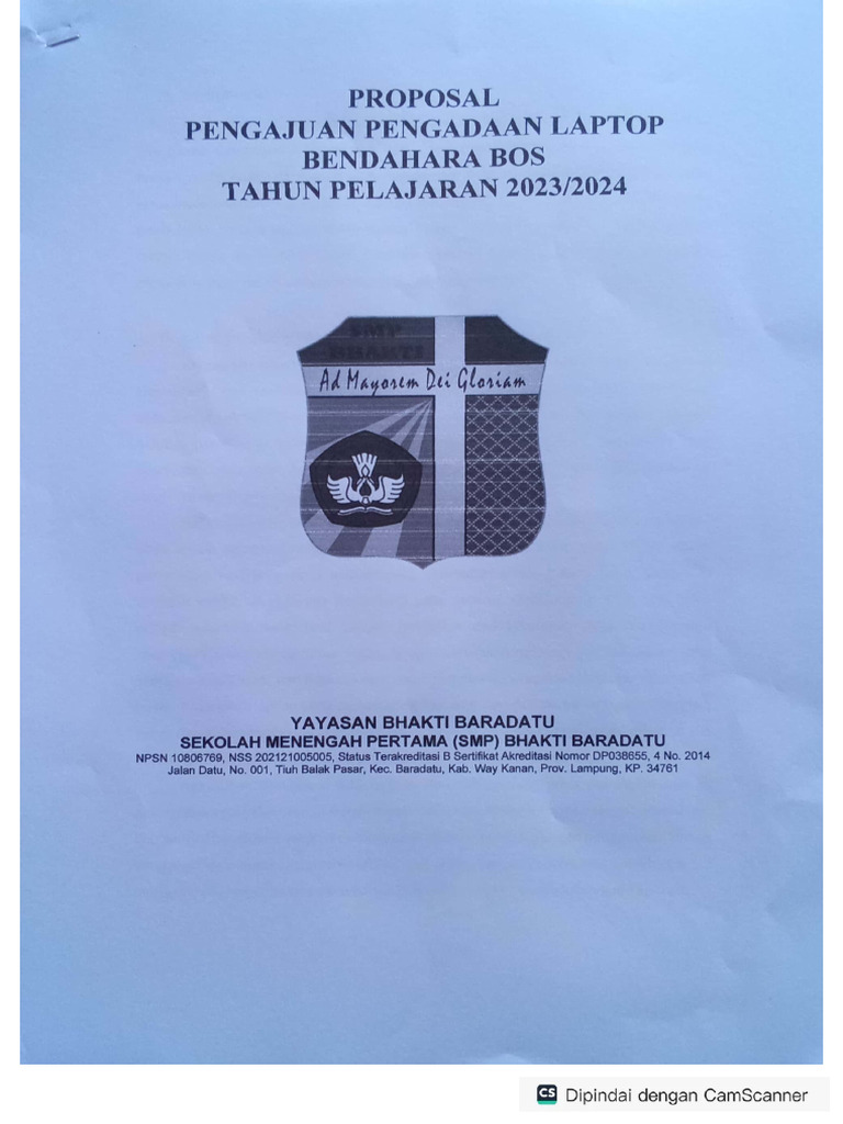 Proposal Pengajuan Laptop Bendahara BOS - Bosda | PDF