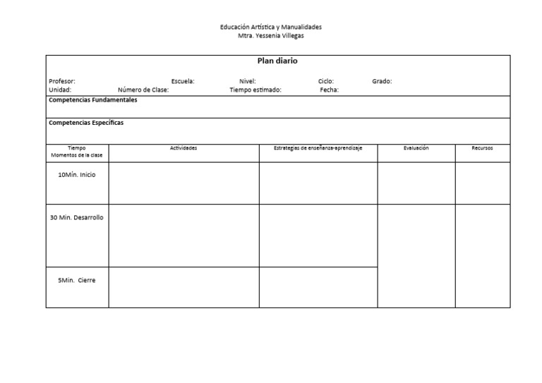 Plantilla para Plan de Diario. | PDF