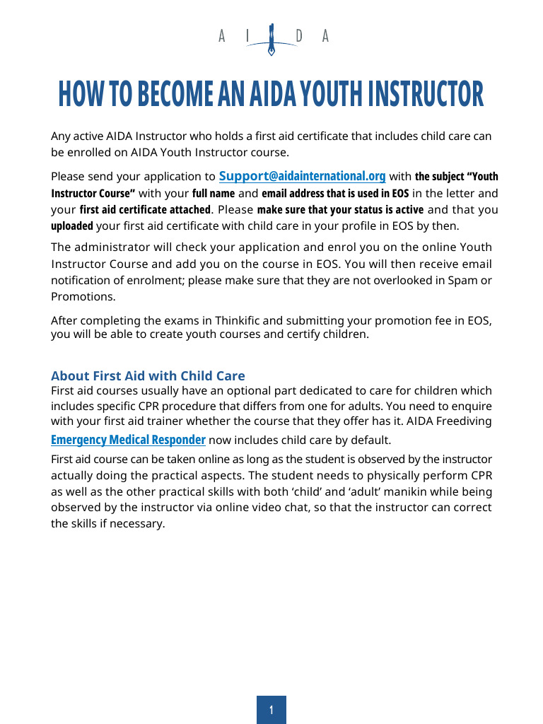 How To Become An AIDA Youth Instructor English | PDF