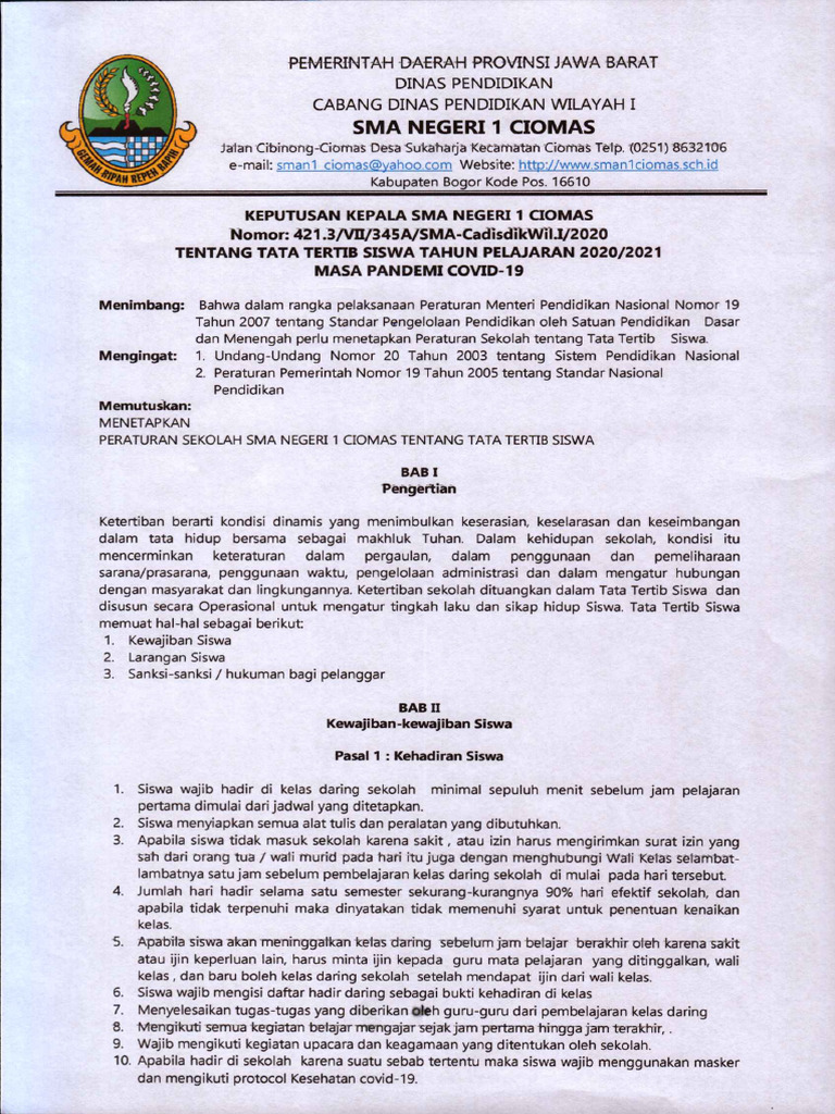 Tatib Sman 1 Ciomas TP 2020 2021 | PDF