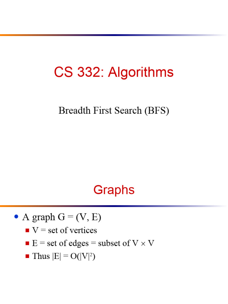 Cs 332 Algorithms Breadth First Search Bfs Pdf Vertex Graph 4414