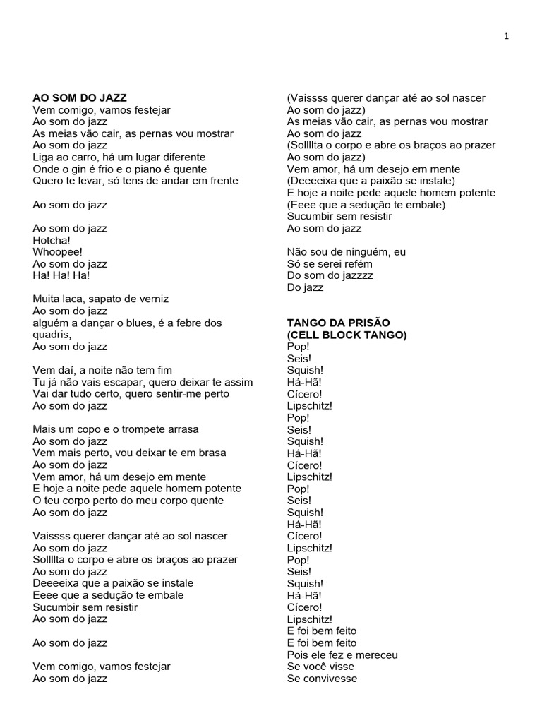 Chicago Letra em Português BR | PDF