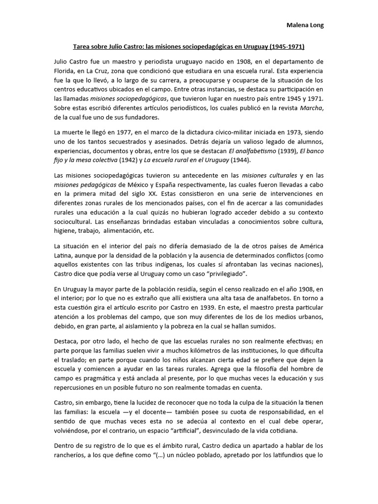 Tarea Sobre Julio Castro | PDF