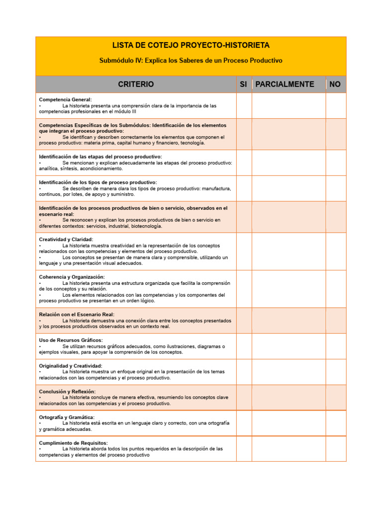 Lista de Cotejo Historieta | PDF